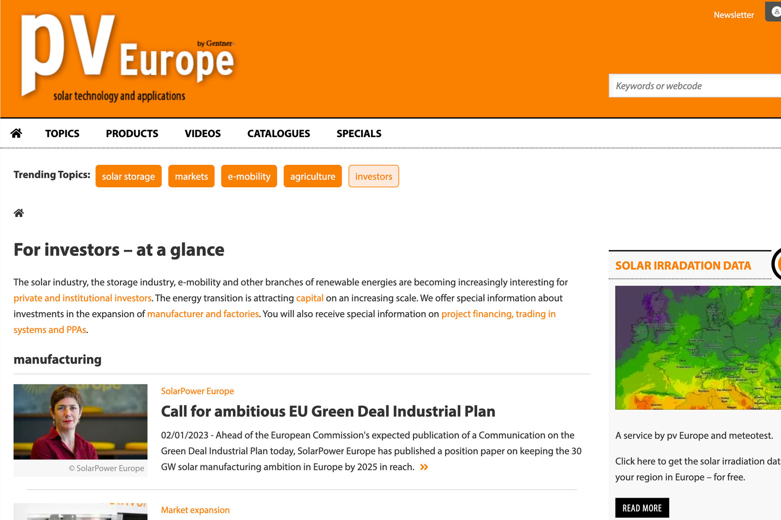 Solar technology and applications - pv Europe