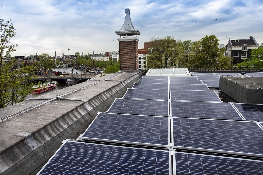 Solar panels on the Hermitage Amsterdam museum