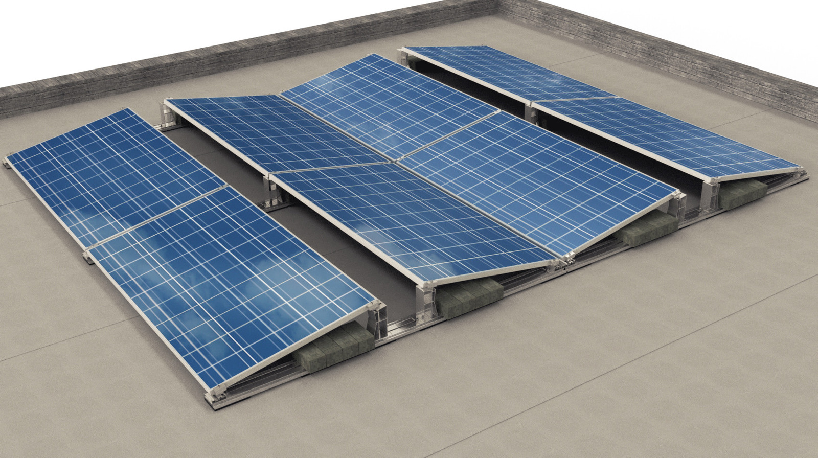 Solar mounting - Flat roof system without roof penetration