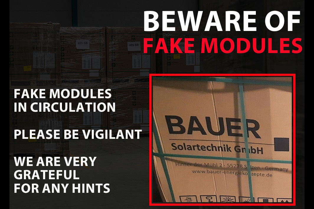 Solar modules - Bauer Solar warns of counterfeit modules and asks for help